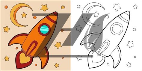 دانلود وکتور صفحه رنگ آمیزی موشک فضایی دانلود رایگان فایل لایه باز