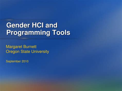 PPT Gender HCI And Programming Tools PowerPoint Presentation Free Download ID