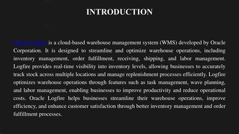 Ppt Enhance Warehouse Management With Oracle Logfire Optimize Logistics Powerpoint