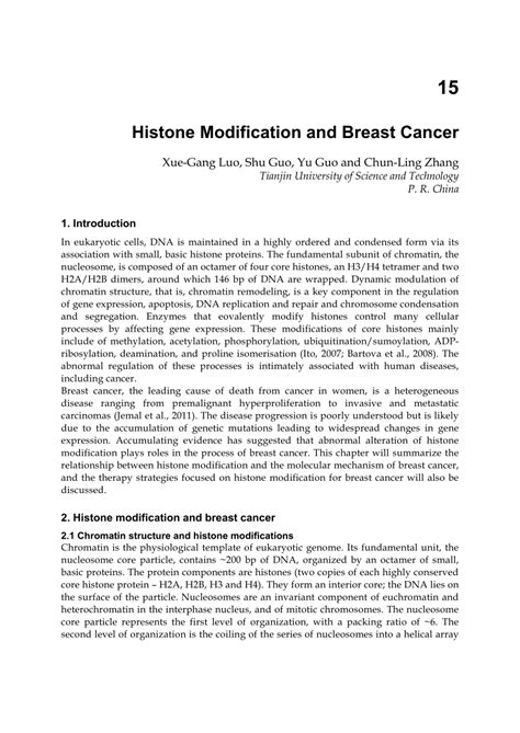 Pdf Histone Modification And Breast Cancer