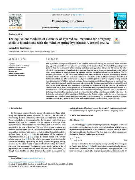 Pdf The Equivalent Modulus Of Elasticity Of Layered Soil Mediums For