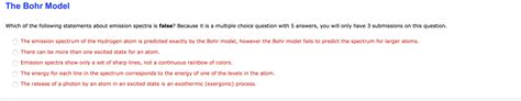 The Bohr Model Which Of The Following Statements