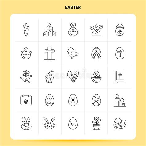 Outline 25 Easter Icon Set Vector Line Style Design Black Icons Set Linear Pictogram Pack