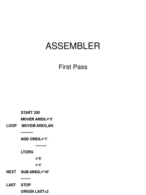 Assembler First Pass Pdf Instruction Set Assembly Language