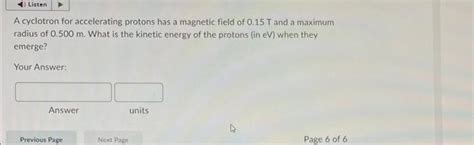Solved A Cyclotron For Accelerating Protons Has A Magnetic