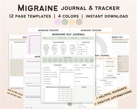 Migraine Tracker Printable Migraine Journal Headache Log Etsy Uk