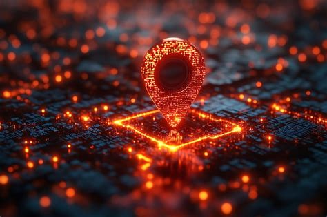 Digital Location Pin Icon With Binary Code Artificial Intelligence In