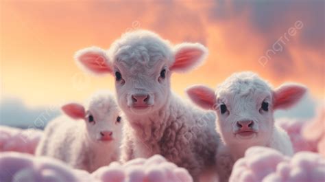 카메라를 들여다보는 하얀 양 소 핑크 모피 솜사탕 구름 배경 일러스트 및 사진 무료 다운로드 Pngtree