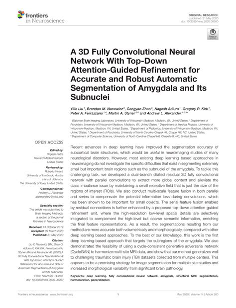 Pdf A 3d Fully Convolutional Neural Network With Top Down Attention Guided Refinement For