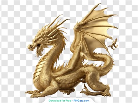 Golden Dragon Realistic 3d Model Pngate