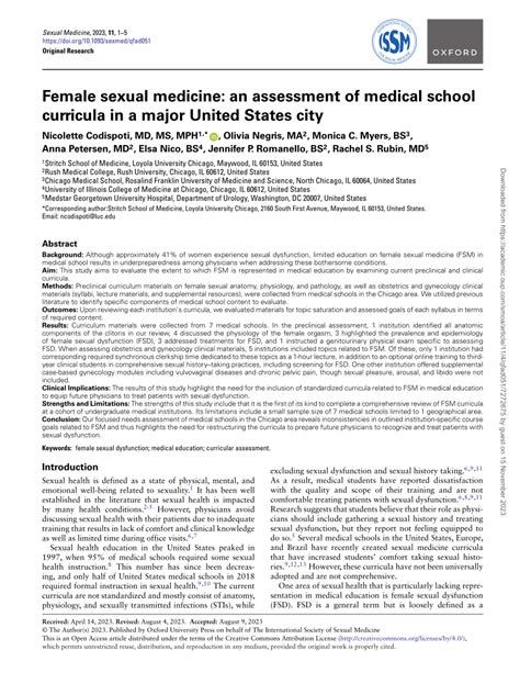 PDF Female Sexual Medicine An Assessment Of Medical Babe Curricula In A Major United States