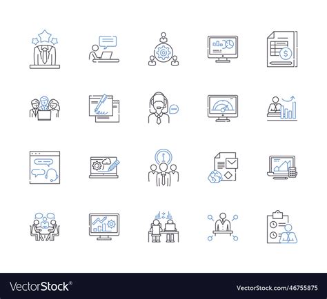 Workflow And Office Outline Icons Collection Vector Image