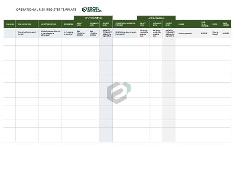 Download Free Operational Risk Register Excel Template