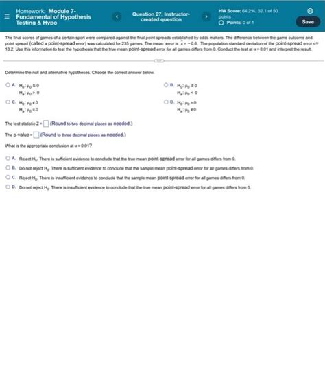 Solved Homework Module 7 Fundamental Of Hypothesis Testing