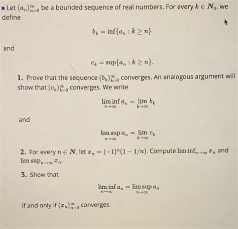 solved let an be a bounded sequence of real numbers