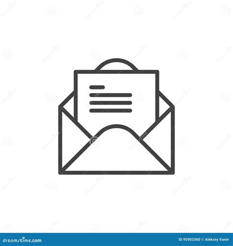 Open Envelope With Letter Line Icon Outline Vector Sign Linear Style