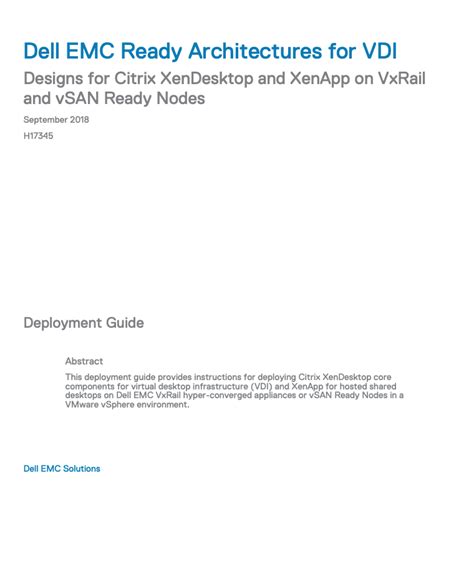 Vdi Deployment Guide—citrix Xendesktop And Xenapp On Vxrail And Vsan Ready Nodes Dell
