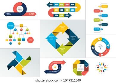 Set 6 Flow Charts Schemes Diagrams Stock Vector Royalty Free