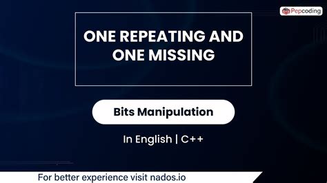 One Repeating And One Missing Module Bits Manipulation In English Cpp Video5 Youtube