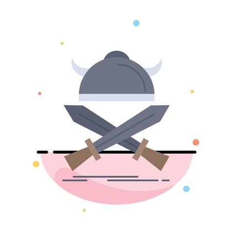 Battle Emblem Viking Warrior Swords Flat Color Icon Vector 17987718 Vector Art At Vecteezy