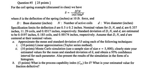 solved question 5 [ 25 ﻿points ] ﻿for the coil spring