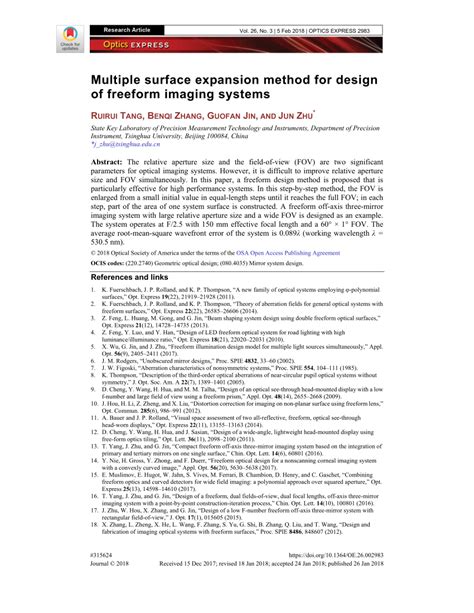 Pdf Multiple Surface Expansion Method For Design Of Freeform Imaging