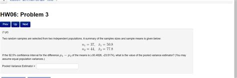 solved hw06 problem 3 prev up next 1 pt two random