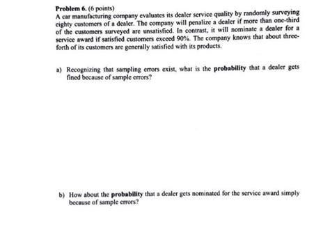 Solved Problem 6 6 Points A Car Manufacturing Company