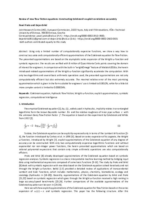 Pdf Review Of New Flow Friction Equations Constructing Colebrooks