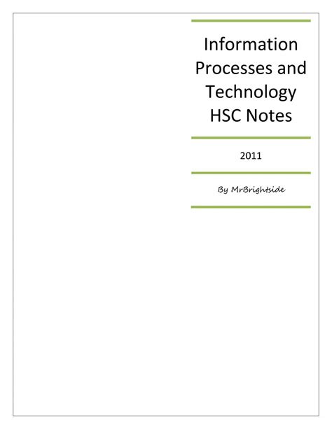 Hsc Ipt Summary Notes Information Processes And Technology Year 12