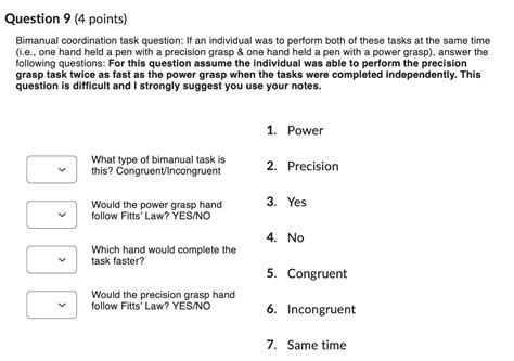 Solved Question 9 4 Points Bimanual Coordination Task