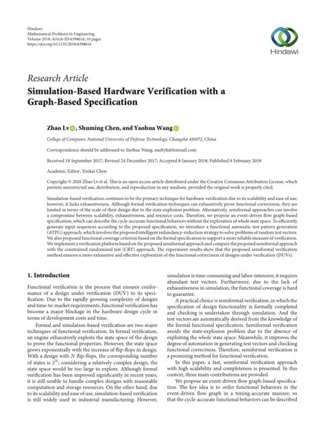 Pdf Simulation Based Hardware Verification With A Graph Based Specification