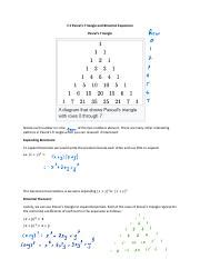 Expanding Binomials Using Pascal S Triangle And Binomial Theorem Course Hero