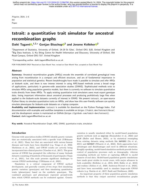 Pdf Tstrait A Quantitative Trait Simulator For Ancestral