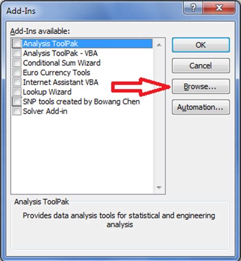 Install SNP Tools In Windows Vista Excel