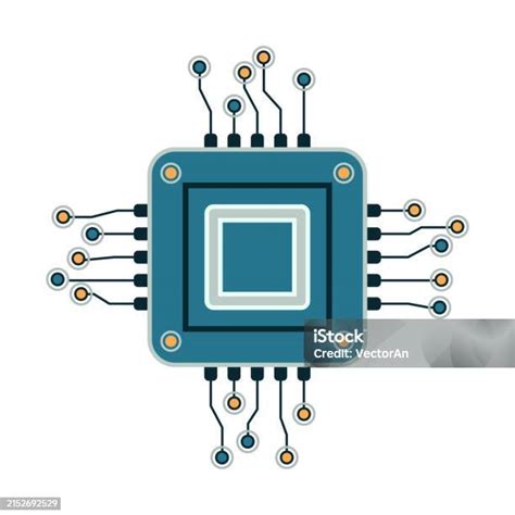 Vector Computer Electronic Chip Icon Microchip Processor Artificial Intelligence Cpu Iot Big