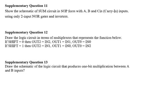 Solved Supplementary Question Show The Schematic Of SUM Chegg