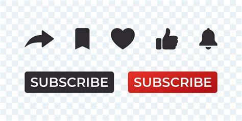 Subscribe Red Button Notification Bell Share Icon Heart And Like Vector Scalable Graphics