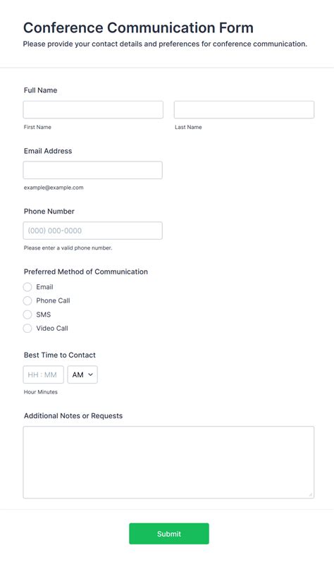 Conference Communication Form Template Jotform