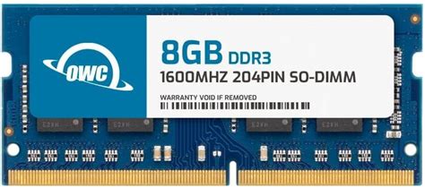OWC 8GB DDR3 1600 PC3 12800 CL11 2Rx8 204 Pin 1 5V Non ECC SODIMM Memory RAM Compatible With