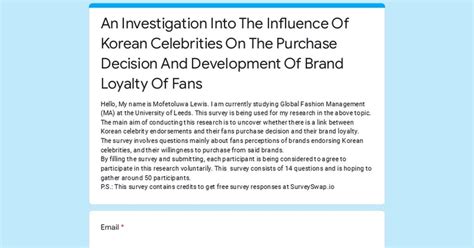 Masters Dissertation Survey An Investigation Into The Influence Of