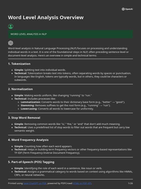 Word Level Analysis In Nlp Techniques Pdf Part Of Speech Word