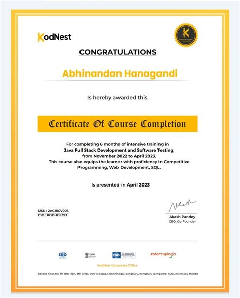 Abhinandan Hanagandi On Linkedin Kodnest Coding Java Webdevelopment