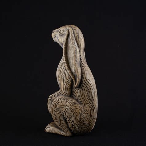 Wooden Norse Pagan Rabbit Statue Symbol Of Life And Fertility Art