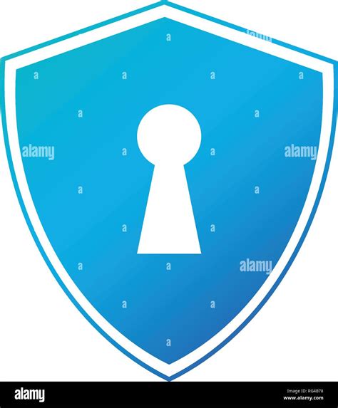 Cyber Security Concept Shield With Keyhole Icon On Digital Data Cyber Data Security Or