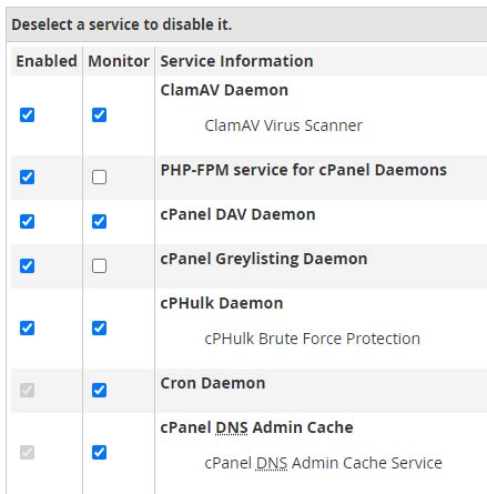 How To Configure WHM To Monitor And Enable Specific Services