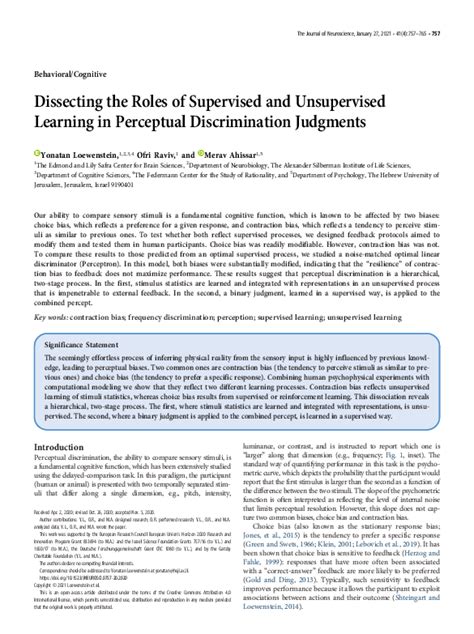 Pdf Dissecting The Roles Of Supervised And Unsupervised Learning In Perceptual Discrimination