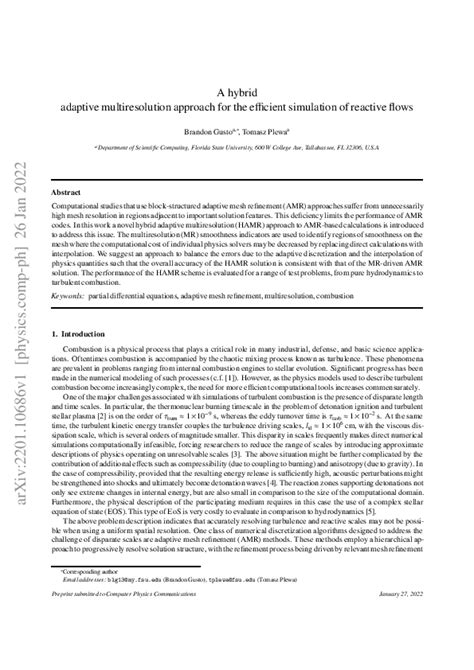Pdf A Hybrid Adaptive Multiresolution Approach For The Efficient