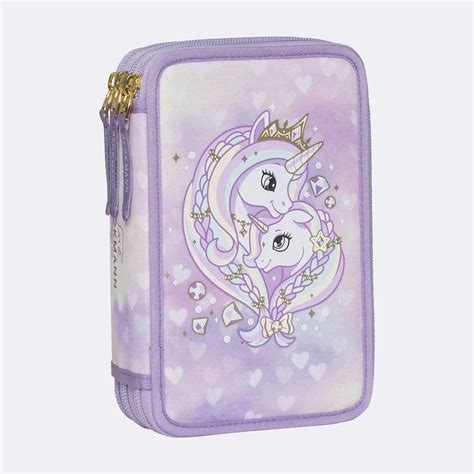 Beckmann Schüleretui Classic Triple Unicorn Princess Purple Kaufen Bei