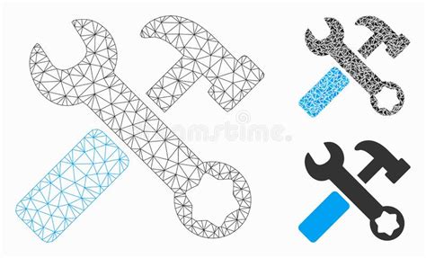 Hammer And Wrench Vector Mesh Carcass Model And Triangle Mosaic Icon Stock Vector Illustration